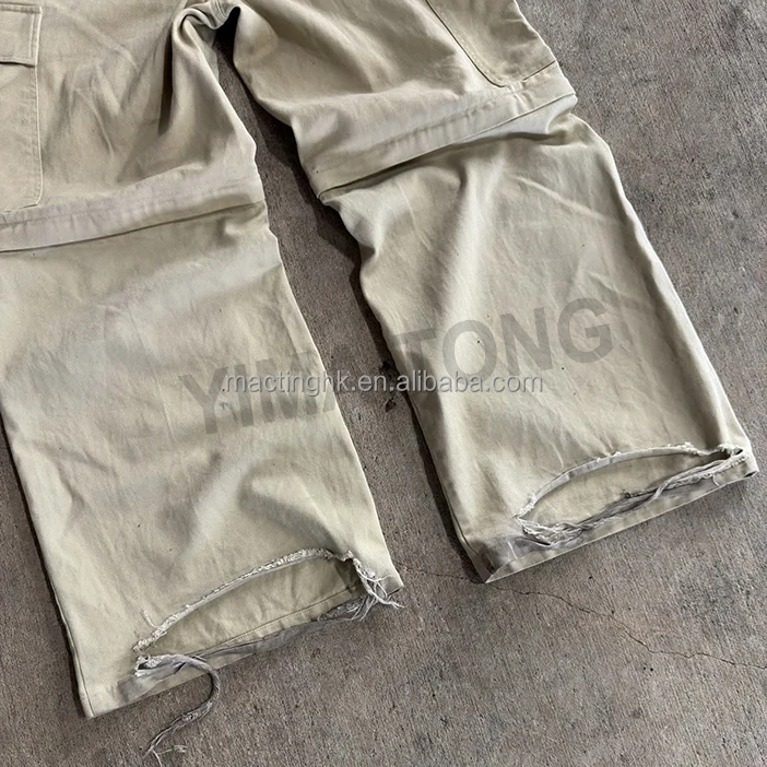 Custom Streetwear Convertible Track Pants Vintage Distressed Acid Washd ...