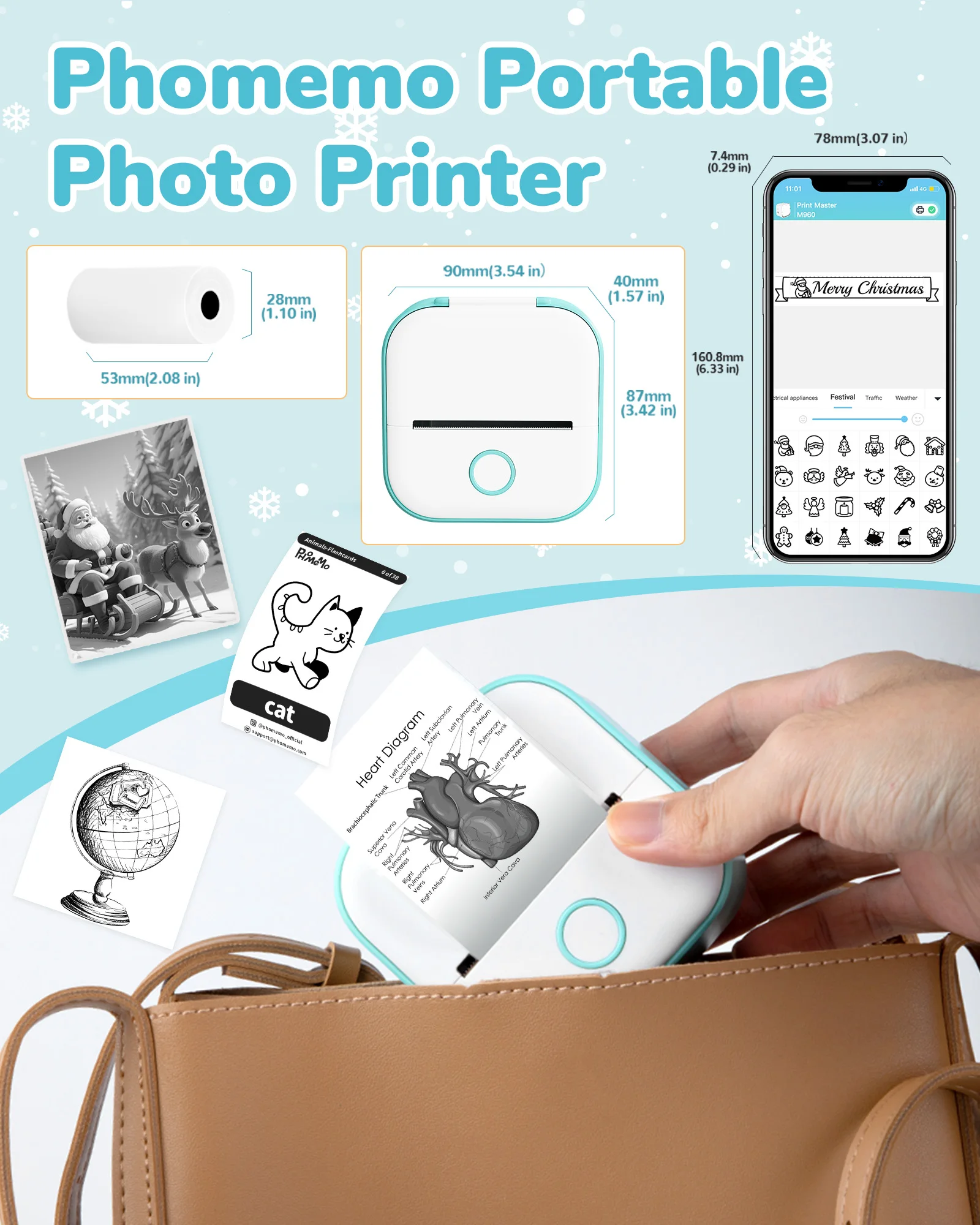 Mini Printer Phomemo T02 Wireless Pocket Thermal Printer Thermal ...