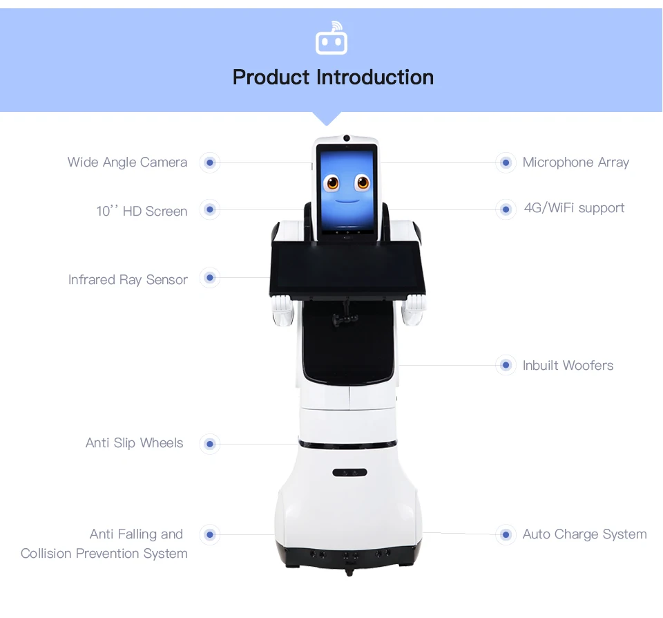 Auto Navigation AI Robot for Office Advertising Reception