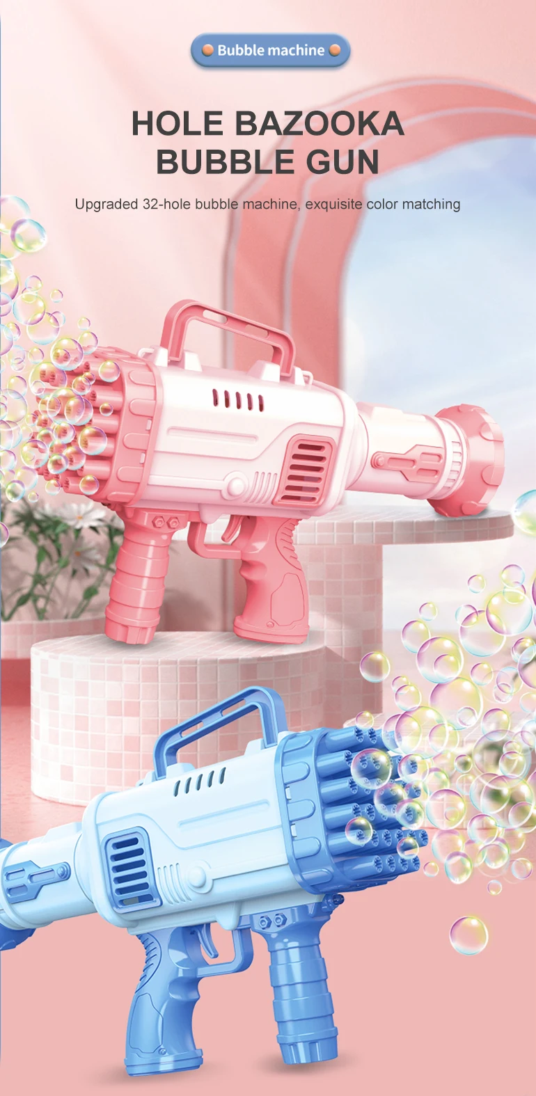 Electric Automatic Pistola De Burbujas Blower Rocket Boom Bubble Gun