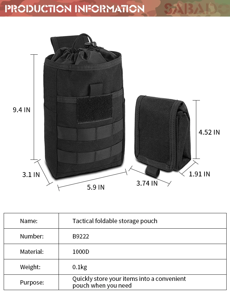 Sabado Tactical Molle Magazine Dump Drop Pouch Edc Bag Foldable ...