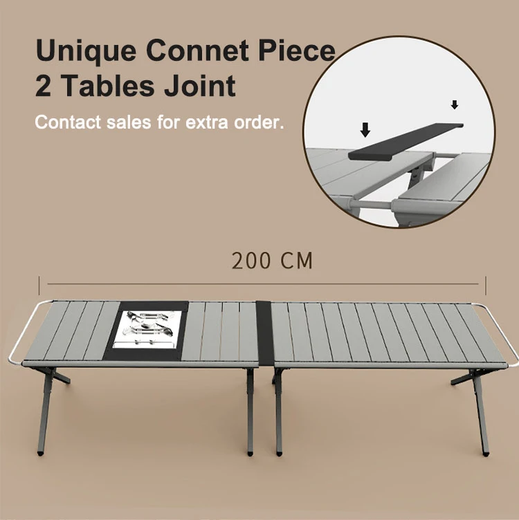 Folding Table Camping Outdoor Portable Aluminum Egg Roll Up Connect Long Light Low Igt Stove ...