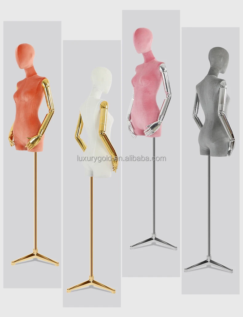 Custom Color Boutique Velvet Mannequin - Silver Golden