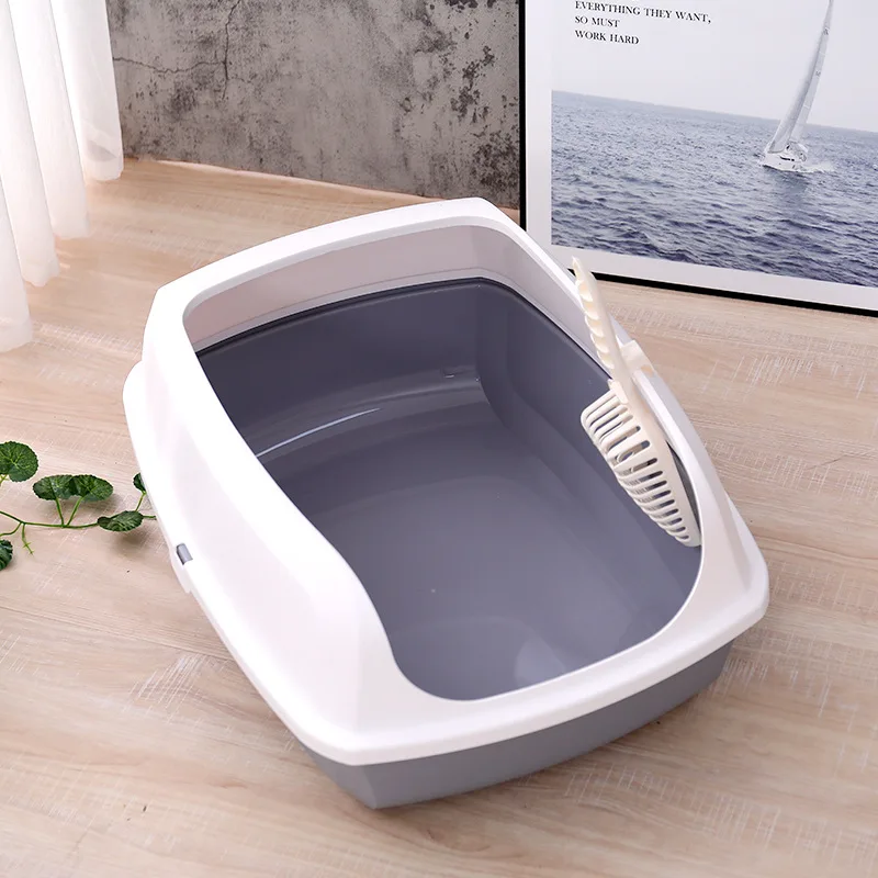 Plastic Large Space Foldable Cat Kitty Litter Box Closed Kitty Litter ...