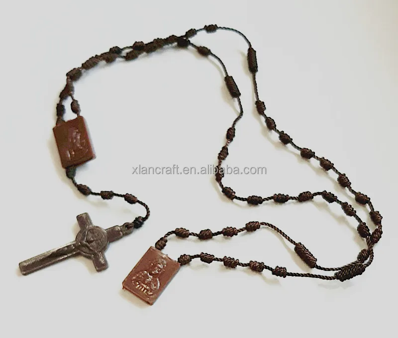 Rope Brown Cord Rosary Plastic Scapular Necklace Catholic Escapularios ...