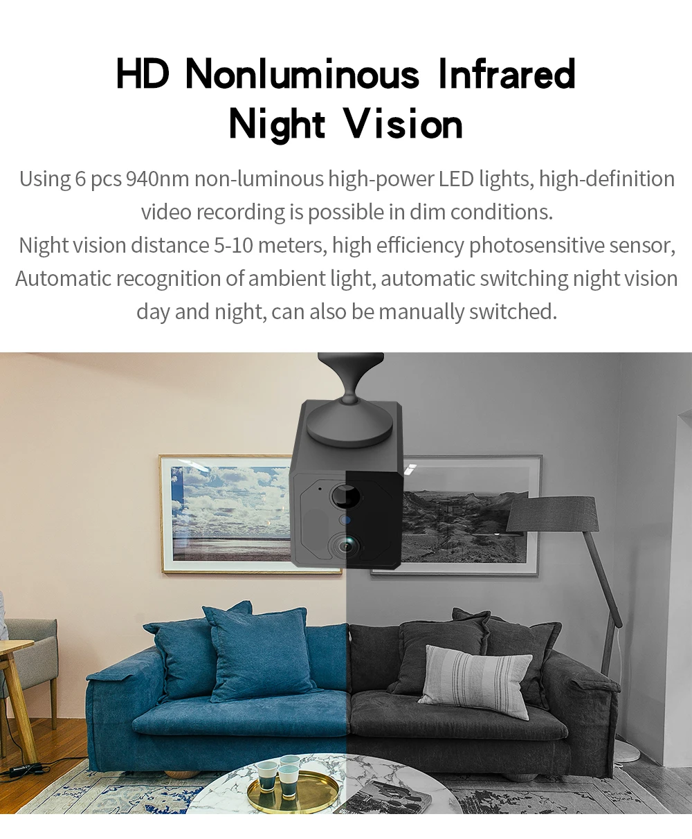 2024 Smart Battery Powered Security PIR Night Vision Wifi CCTV Camera