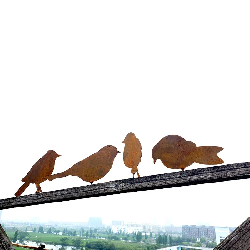 Outdoor Metal Rusty Bird Garden Decoration Rustic Birds Decoration ...