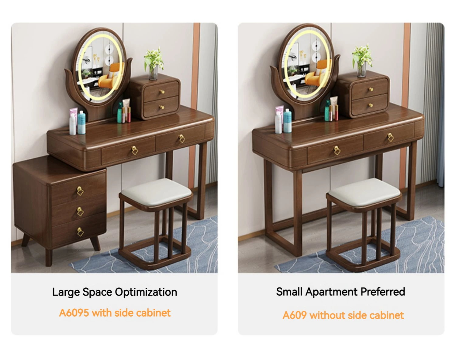 New Chinese Style Solid Wood Dressing Table Bedroom Modern Simple Light ...