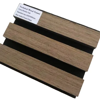 Natural Veneer Oak Acoustic Panels Slat Wooden Wool Slatted Decorative ...