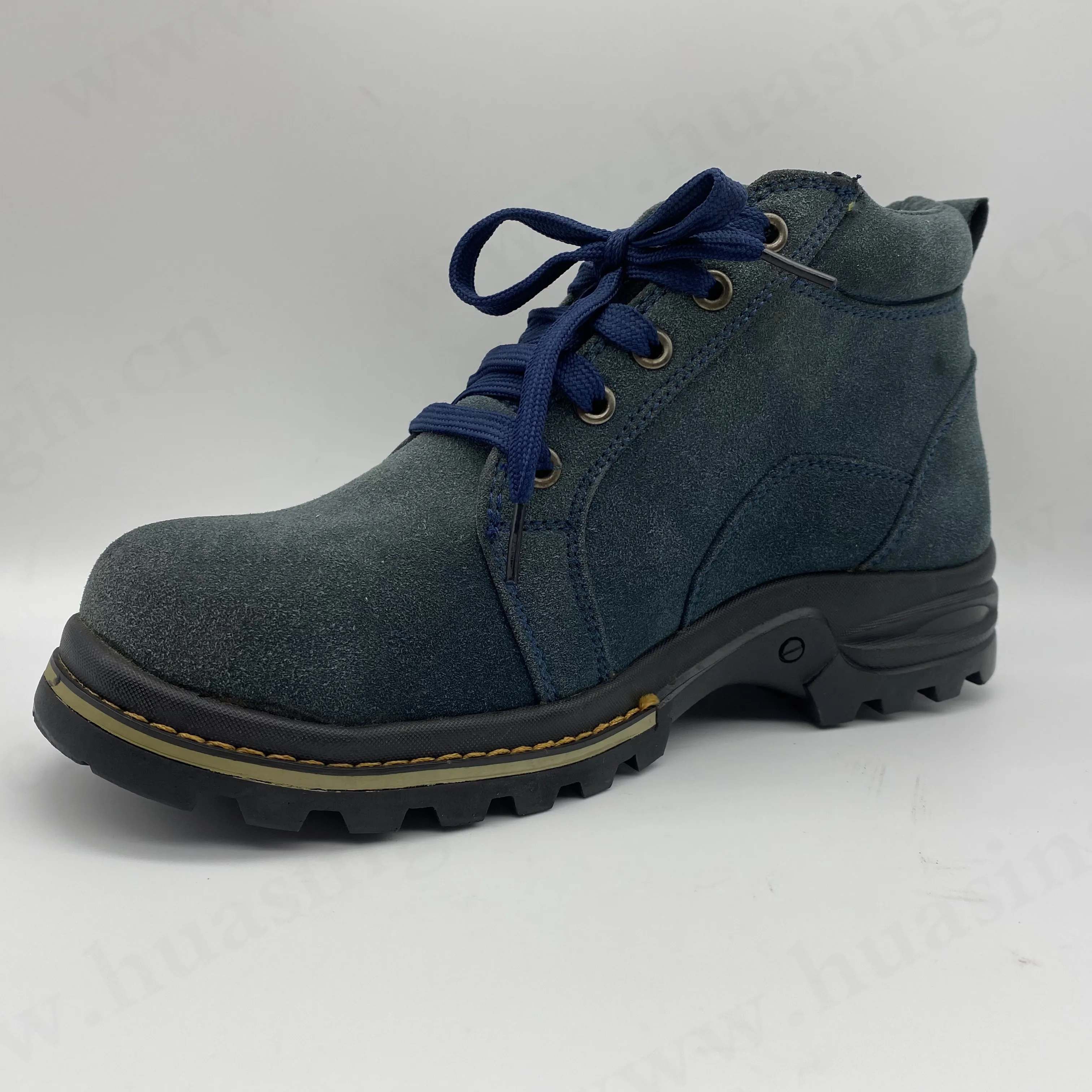 Cmh,Suede Leather Blue Safety Shoes With Thicker Neckline & Pull Loops ...