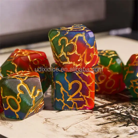 Multicolour Polyhedral Resin Dice Set For D&d | Custom Logo Oem