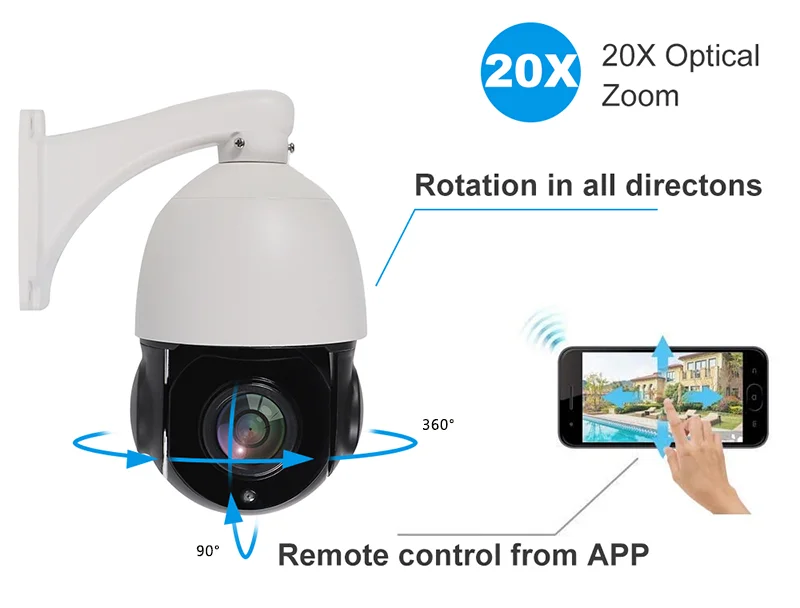 Cctv 4k 20x Poe Ptz 100m 8mp@15fps Ir Built-in Mic Audio Ip Camera ...