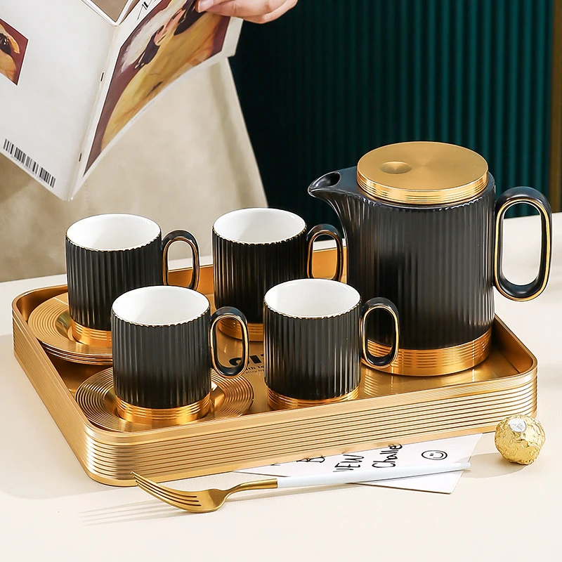 Modern Gold Plating Afternoon Tea Kettle Water Jug Porcelain Coffee Cup ...
