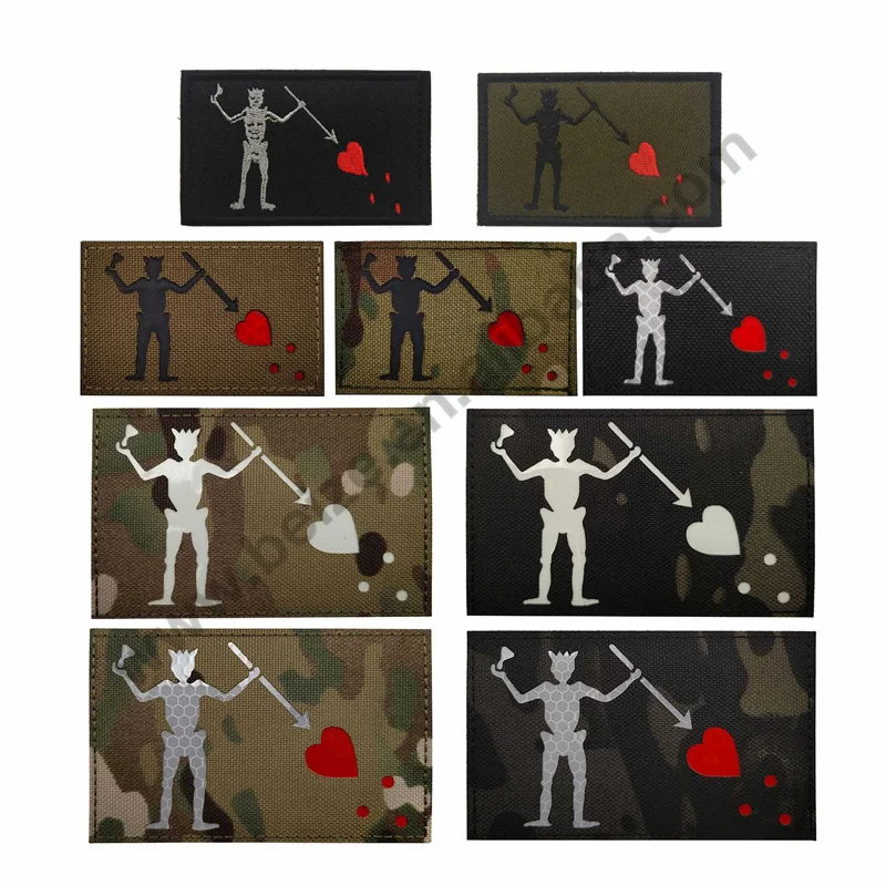 Blackbeard Pirate Flag Ir Infrared Reflective Tactical Patch With Hook ...