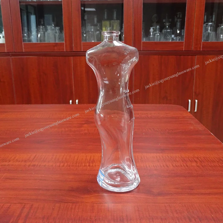 Cork Lid Women Body Shape Tequila Liquor Unique Glass Bottle 350ml ...