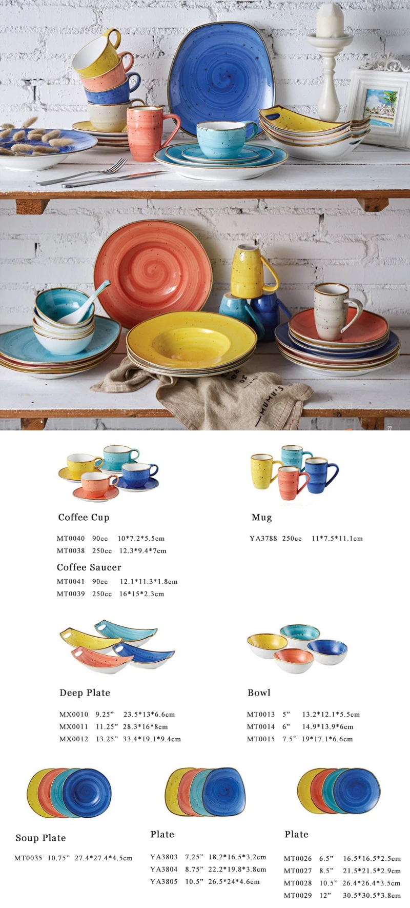 Handcrafted Ceramic Dinner Plates And Bowls Set Tableware Rustic ...