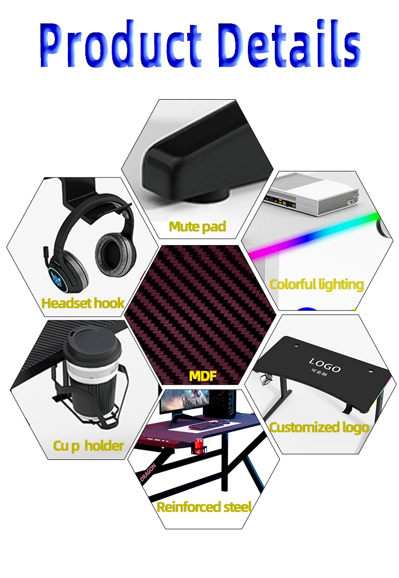 L Shaped Rgb Office Computer Gamer Gaming Tables Desk And Chair Table ...