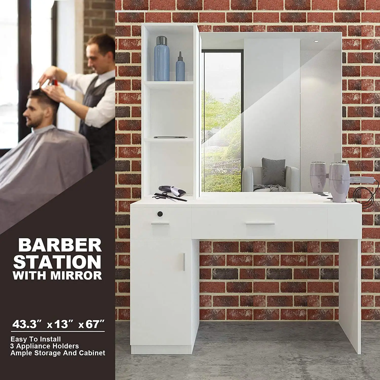Station Baber Barber Station Mirrors Hair Salon Styling Mirrors Barber ...