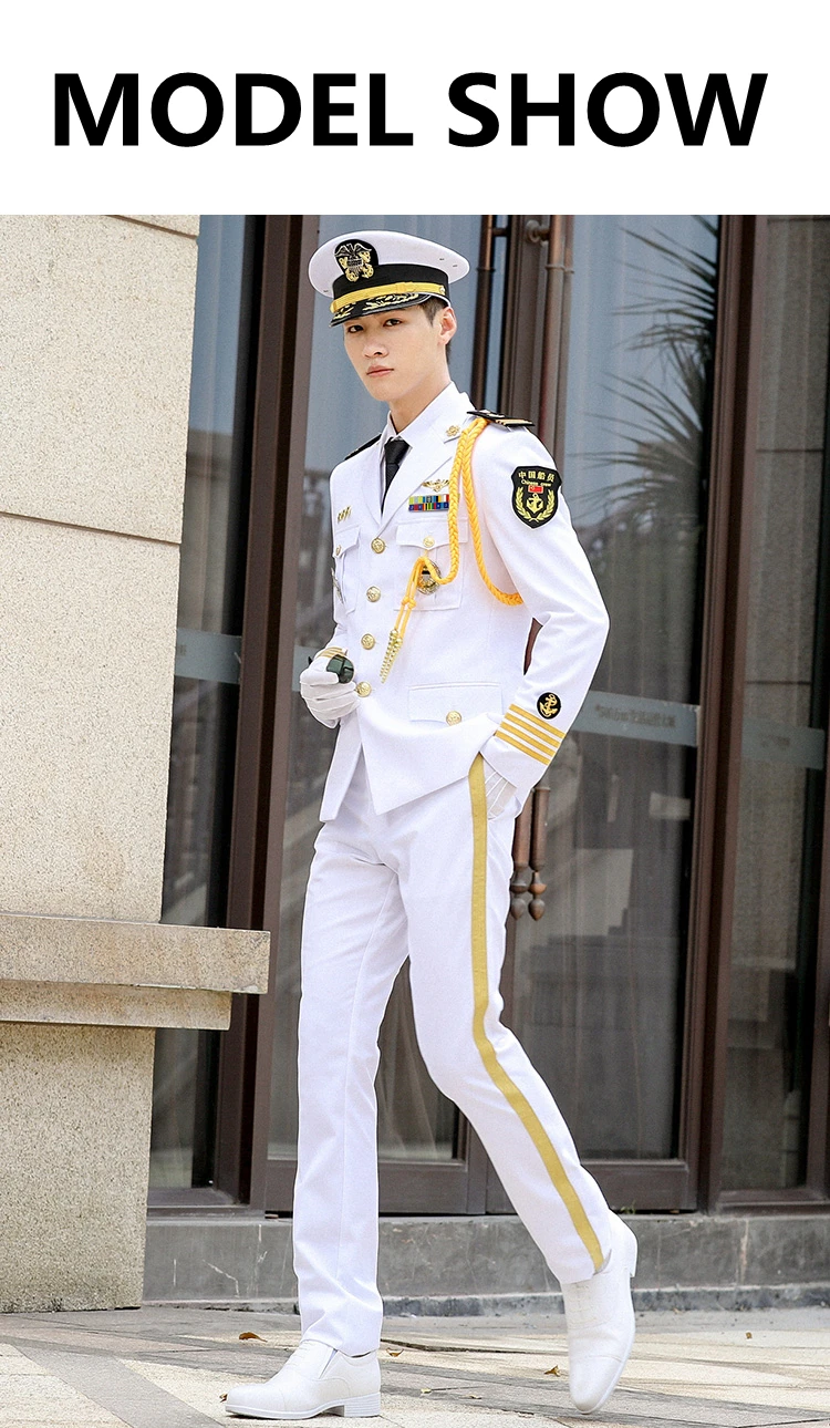 Merchant's Commander Officer White Polyester Uniform Set for Adults ...
