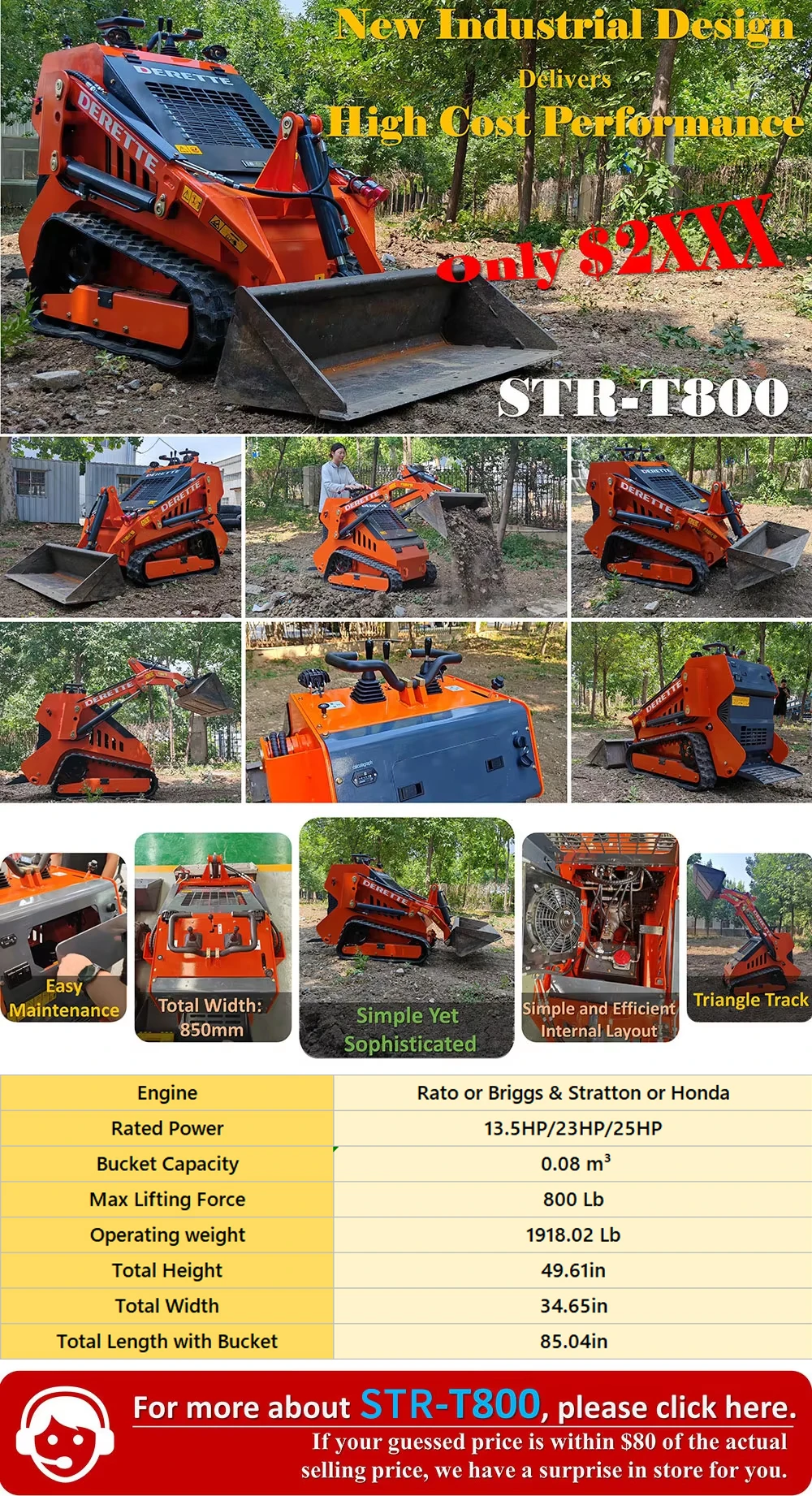 Derette V1000 Mini Diesel Loader - Heavy Duty & Efficiency