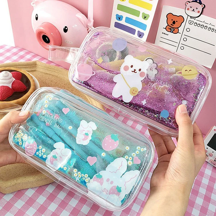 Raiser Liquid Quicksand Glitter Pen Case - Teenage Girl Pencil Pouch