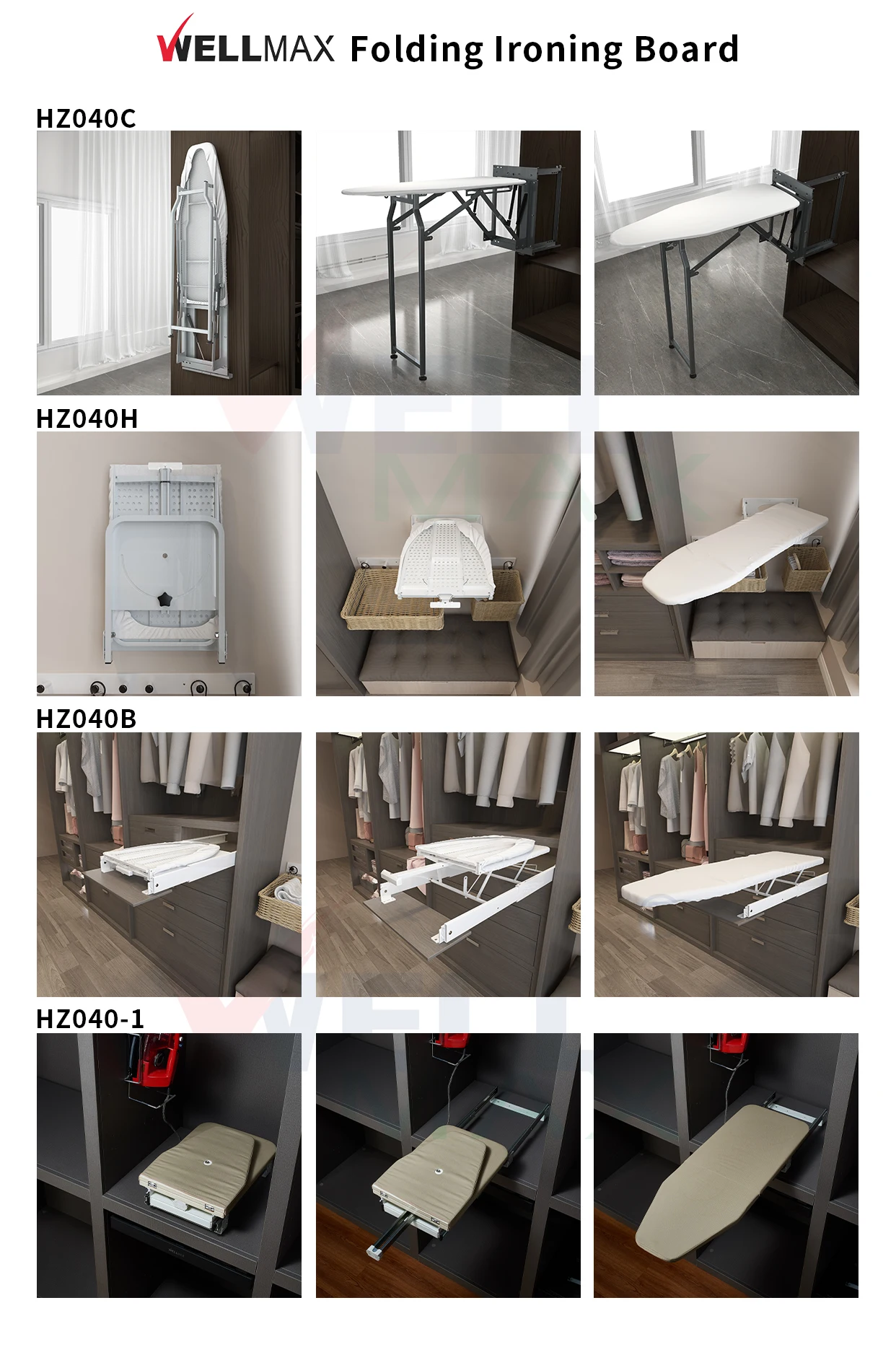 Wellmax Rotating Pull-out Wall Mounted Folding Ironing Board For ...