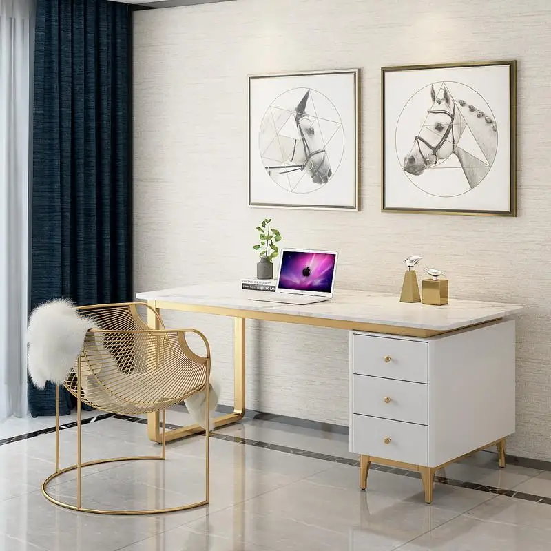 White Marble Big Board Office Table Modern Office Furniture Office Desk ...