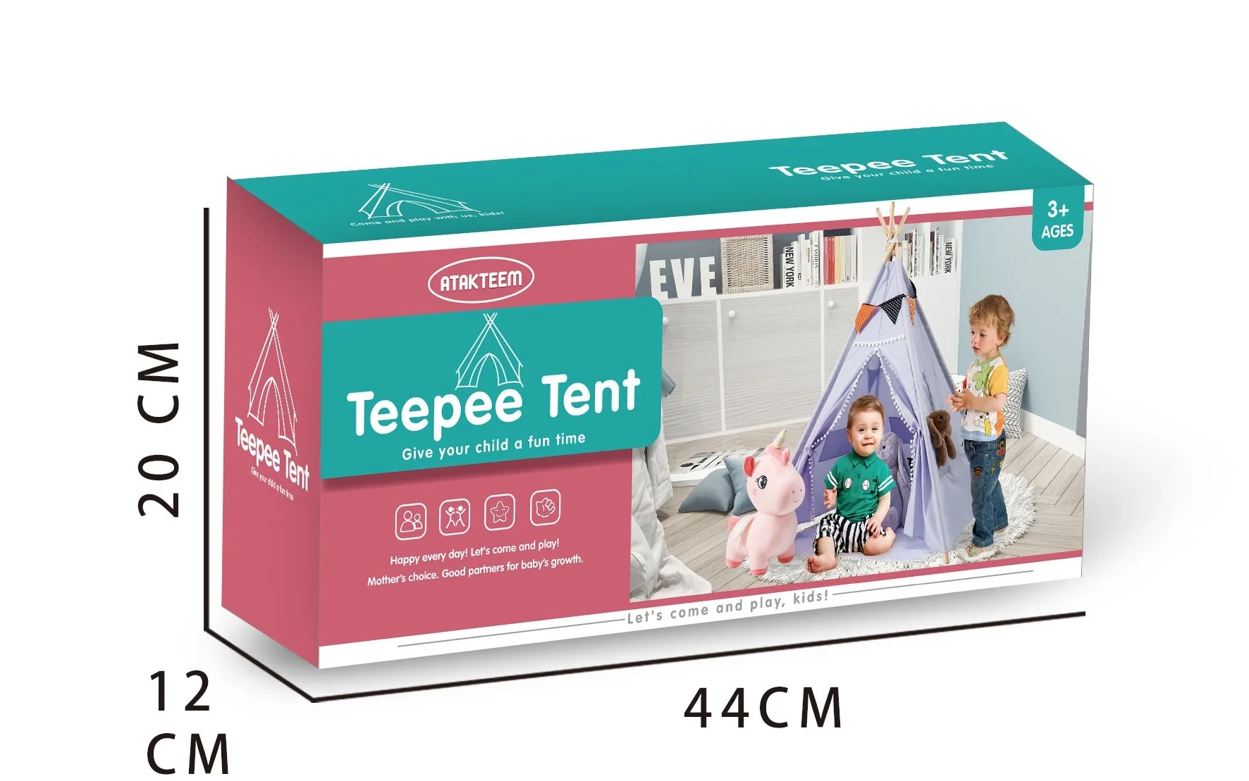 1.5m Height Pyramid Teepee Tent Model Indoor Playhouse Wood Pole ...