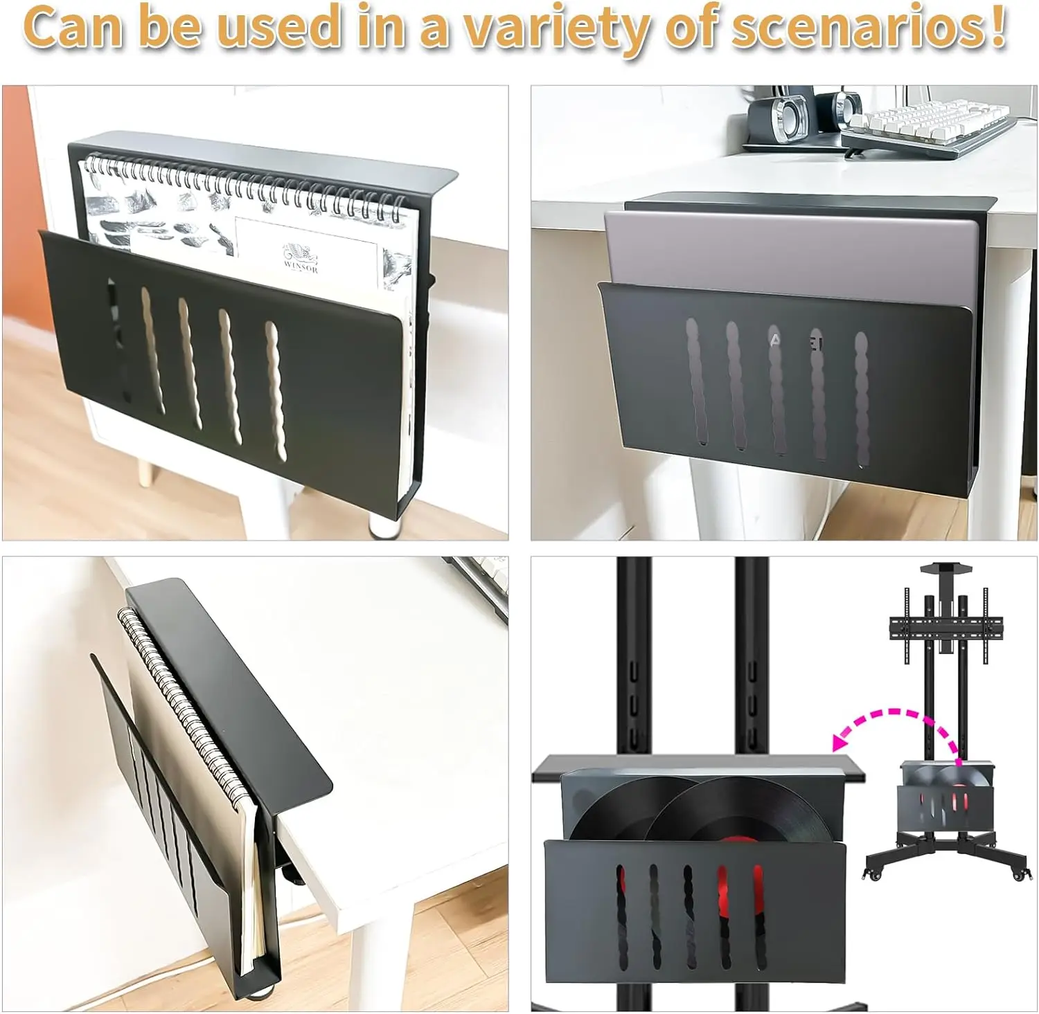 Desk Side Storage - under Desk Solution with Magnetic Pen Holder