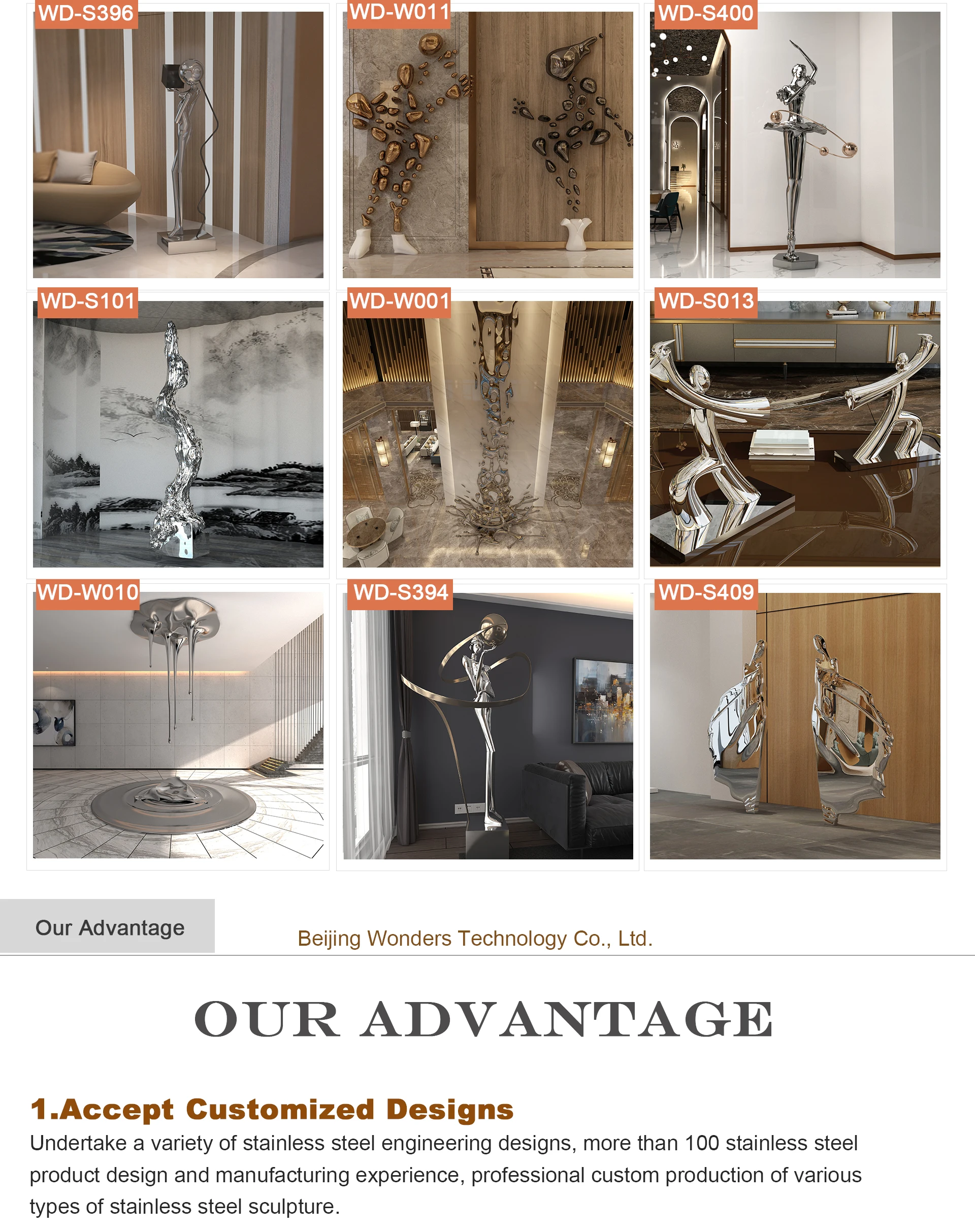 WONDECOR Garden Sculpture - Modern Stainless Steel Art