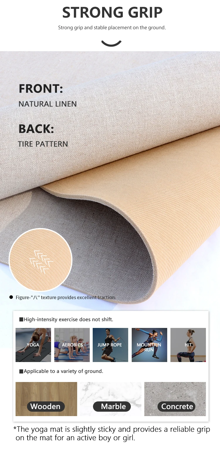 Natural Jute Hemp Rubber Yoga Mat - Durable & Comfortable