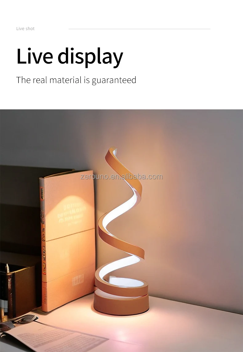 Modern Nordic Style Spiral Rgb Led Table Lamp Metallic Stepless Dimmable Touch Bedside Desk Lamp ...
