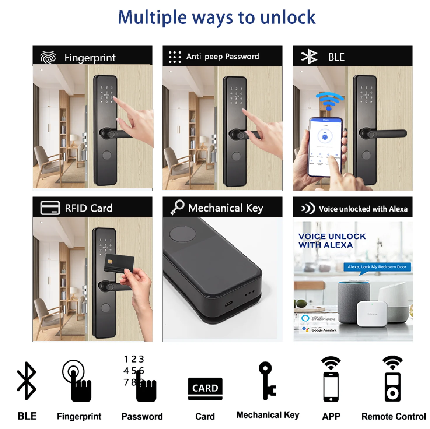 Fingerprint Keyless Biometric Door Lock Cerradura Inteligente Con Wifi ...