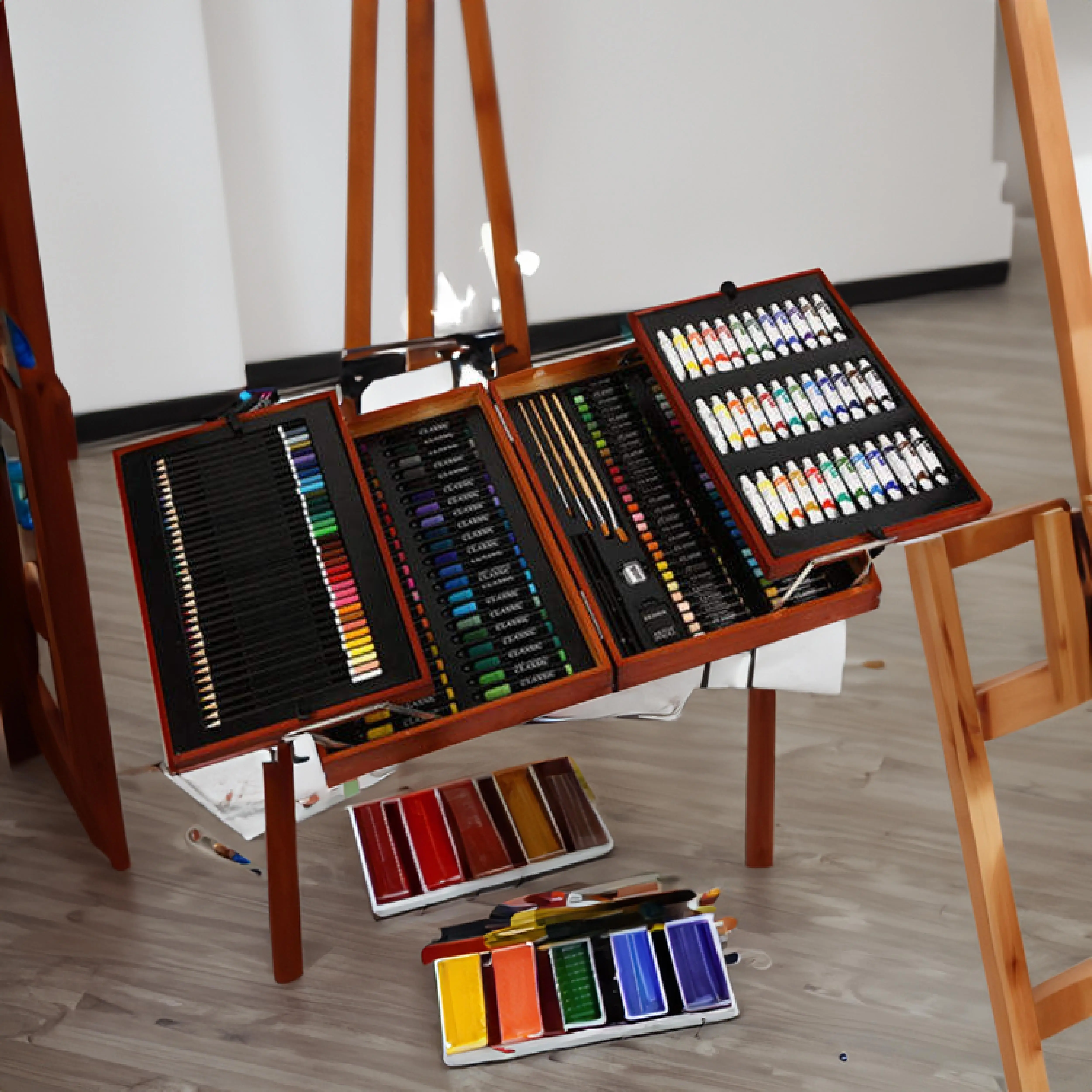 Multilayer Cartoon Kids Painting Set Hexagon Color Box Pencil Pastel ...