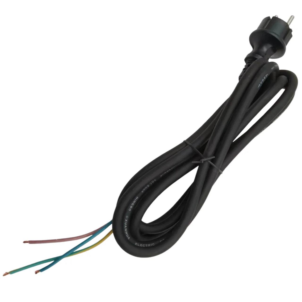 16A 250V EUROPE 2 PIN PLUG EXTENSION POWER CORD WITH 3 WIRE STRIPPED ...
