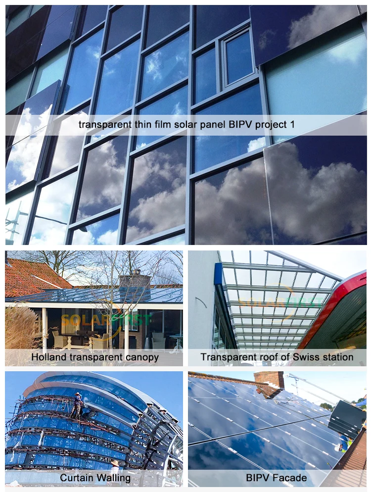 Bipv Solar Panel Glass Facade Transparent Cadmium Telluride Thin Film ...