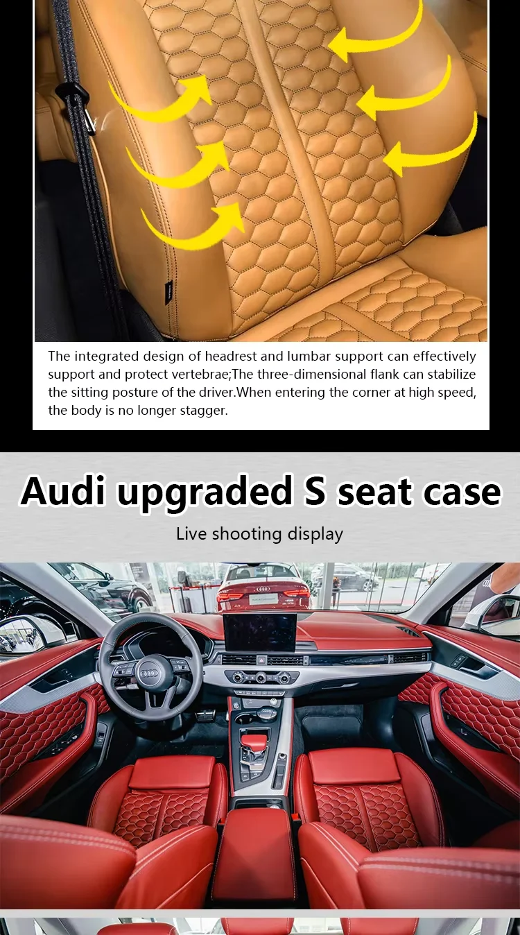 Car Interior Accessory Bucket Sports Seats Custom Cushion Leather Cover Sport Racing Seat for ...