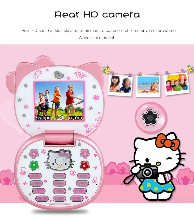 Cute Mini Girl Mobile Phone Quad Band Flip Cartoon Unlocked Kids ...