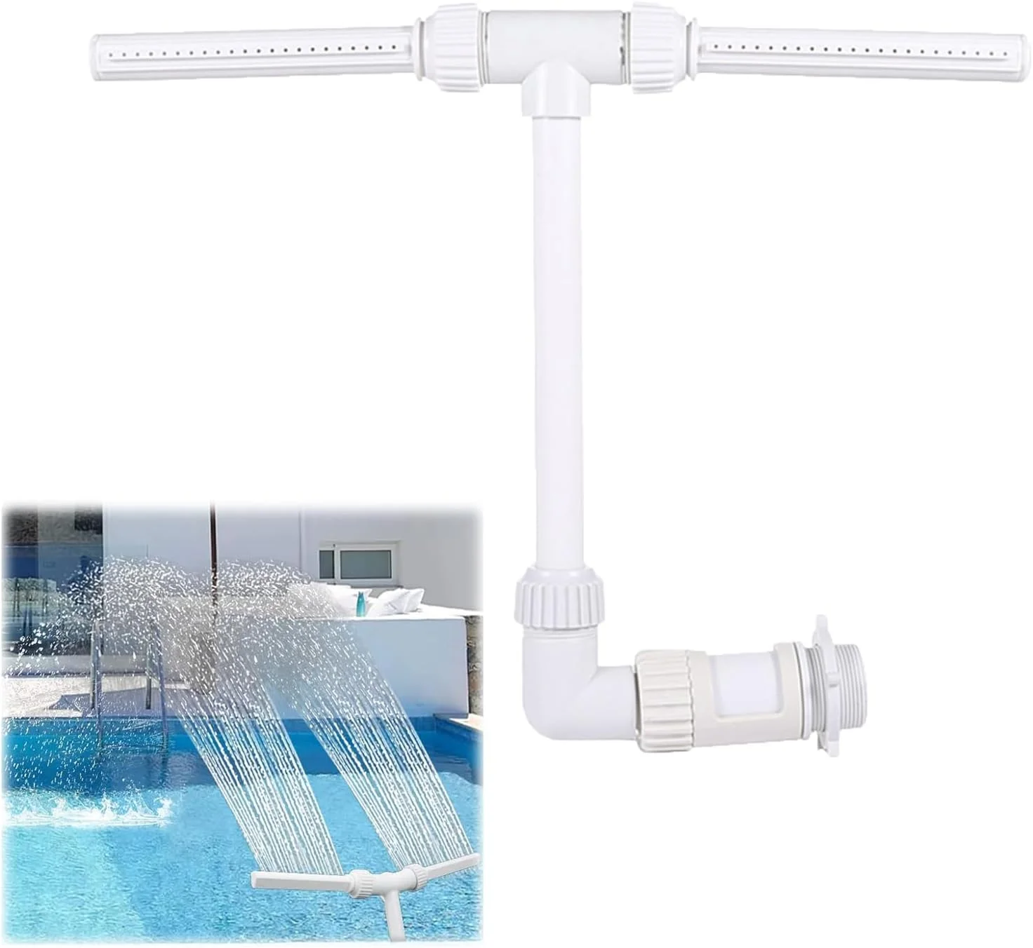 Swimming Pool Waterfall Fountain Spray 2 Heads Water Sprinkler Pool ...