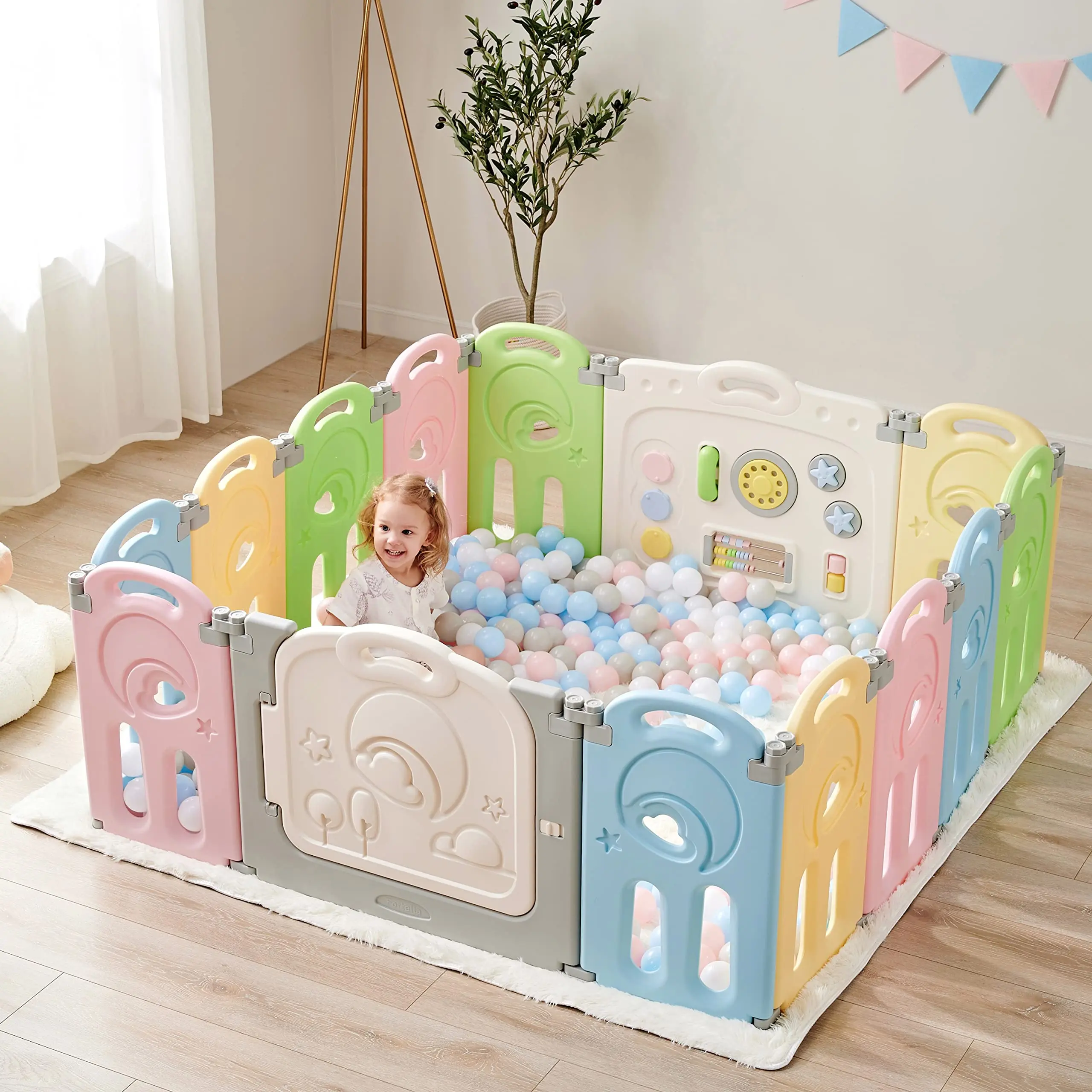 Baby Playpen Indoor Safety Gate Fences Playpens Play Yard Plastic ...