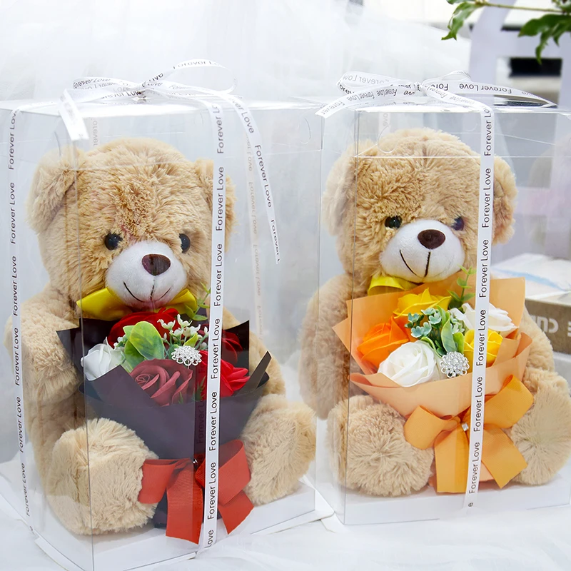 Wholesale Bear Flower Bouquet Soap Flower Rose Valentine Mother's Day ...