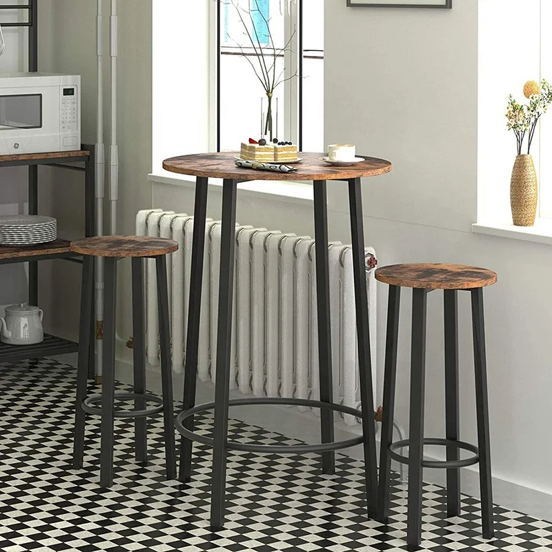 Round Dinner Table And Stools High Pub Table And Chair 3 Piece Bar ...