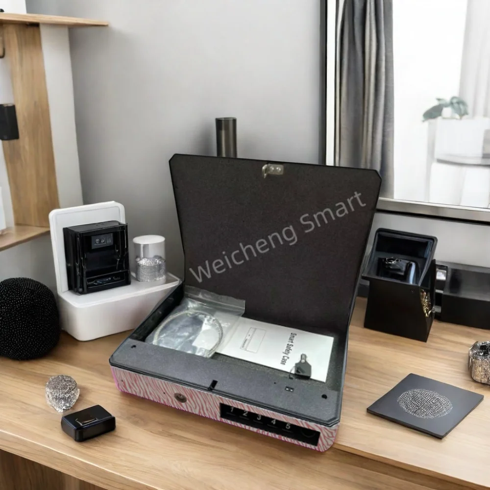 Portable Home Safety Biometric Fingerprint Keys Safe Metal Unlock Box ...