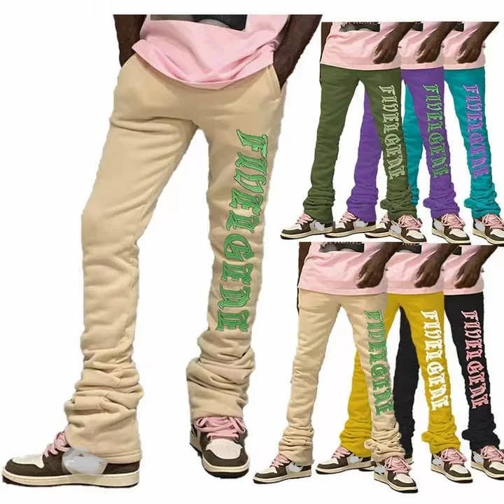 Custom Logo High Street Men Sweatpants Streetwear Hip Hop Stack Fleece ...