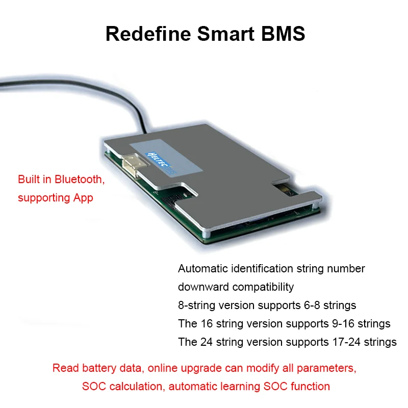 Heltec 12v 24v 36v 48v 60v 72v 84v Bms 4s-24s Smart Bms 30a 60a 90a 120a 8s Lipo/lifepo4 Battery ...