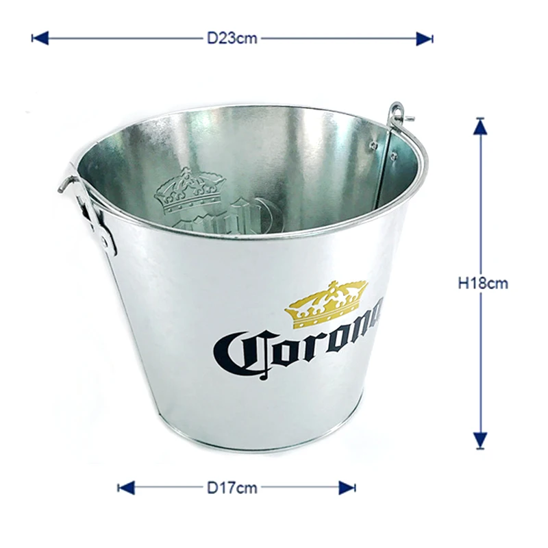 CORONA Promotional Galvanized Metal Ice Bucket - Custom Logo