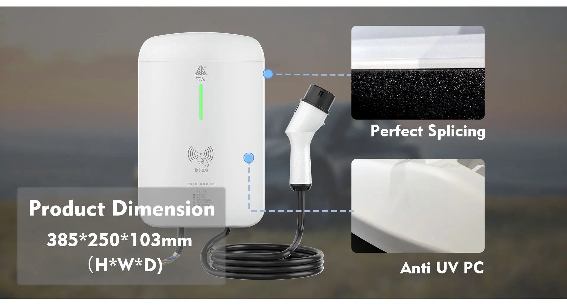 Z3a Q2 Wall-mounted Ac Ev Charger 4.8kw/9.6kw Output Current For Public ...