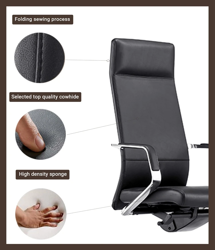 FURICCO High Back Executive Leather Chair with Aluminum Armrest