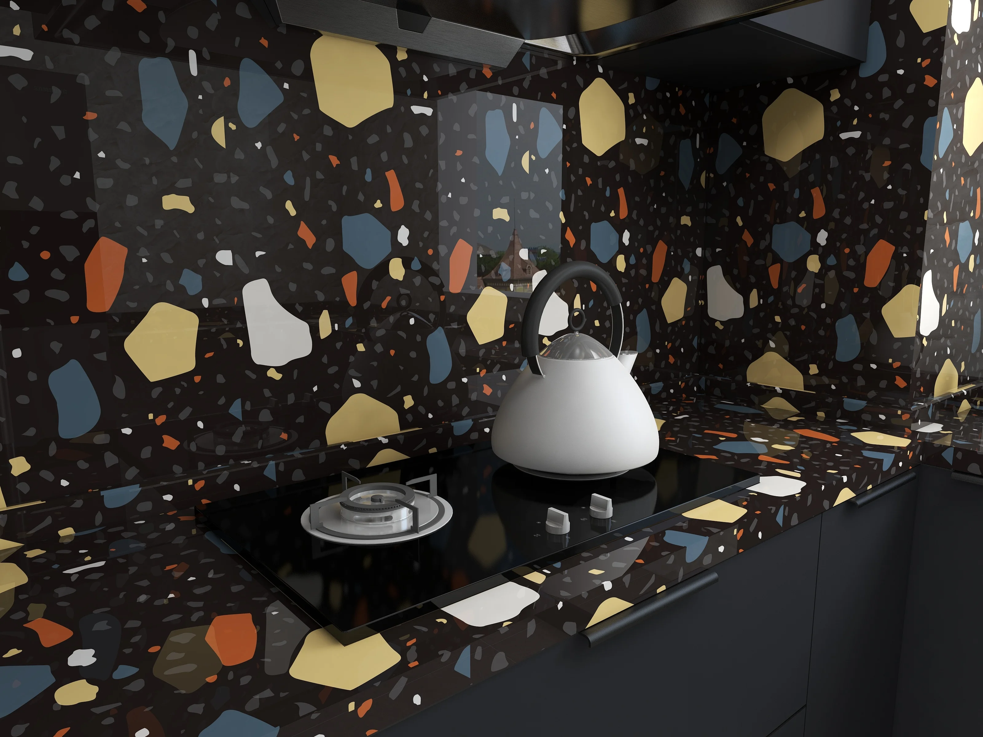 Udk Pvc 60cm Kitchen Terrazzo Stone Lampblack Sticker Waterproof & Oil ...