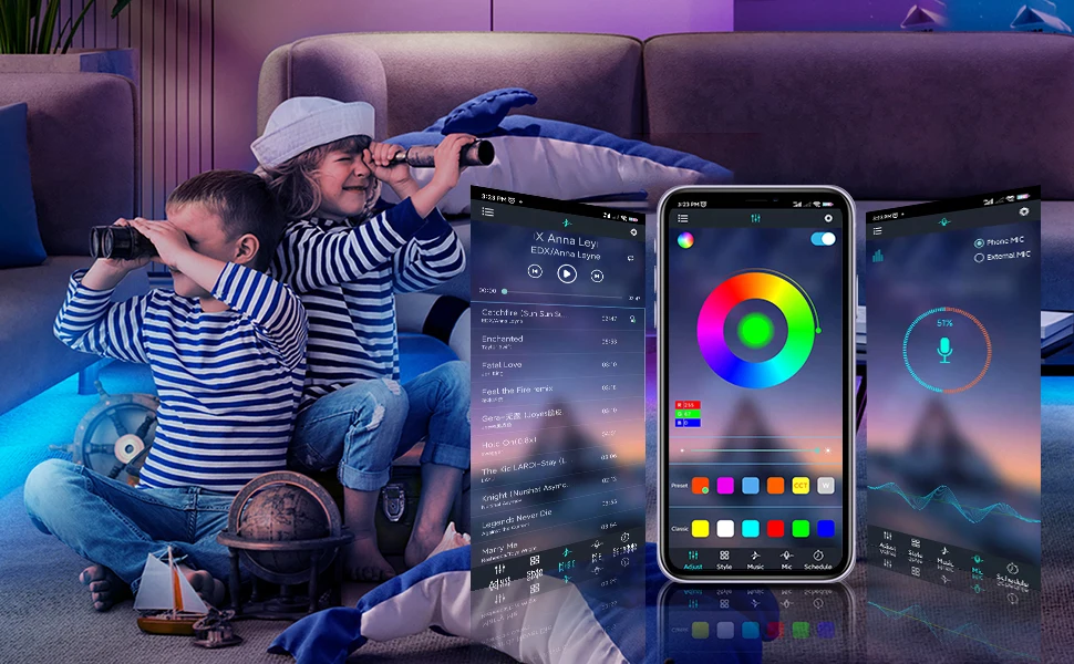 VST Rechargeable RGB Light Strip APP or Wifi 12V Remote Controlled 5050 ...